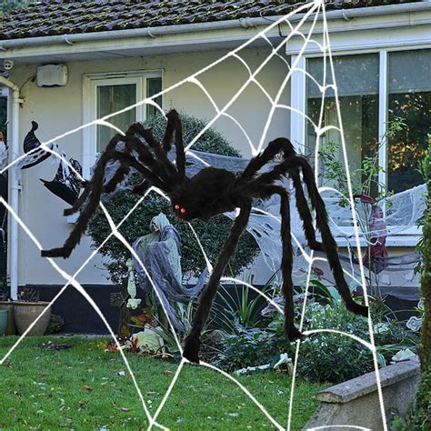 Giant Halloween Hairy Spider With Red Eyes Scary Realistic Simulated