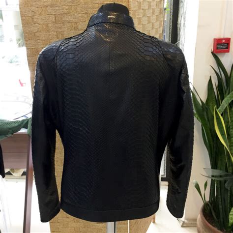 Black Python Skin Jacket Leather Guys Luxury Leather Jackets