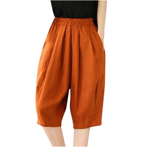 Qatainlav Linen Shorts For Women Summer Casual Bermuda Shorts