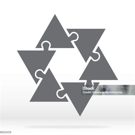 회색간단한 아이콘 트라이 아글 퍼즐 회색 배경에 여섯 요소의 간단한 아이콘 퍼즐 플랫 디자인 벡터 일러스트 레이션 Eps10