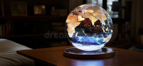 Illuminated 3d Globe Displaying Continents And Oceans With Dynamic