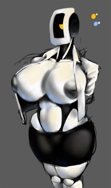 Rule 34 Glados Glados Humanoid Greyscale Large Breasts No Mouth