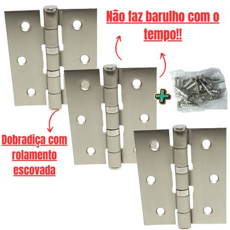 Dobradiça Com Rolamento Aço Escovado Reforçada Dobradica Para Portas De Madeira Pesada 3