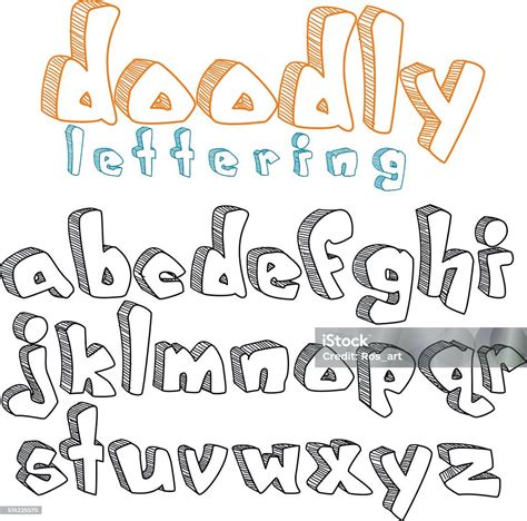 손 드로잉 벡터 Abc 글꼴 3d 알파벳 그리기에 대한 스톡 벡터 아트 및 기타 이미지 그리기 낙서 드로잉 느낌표 Istock