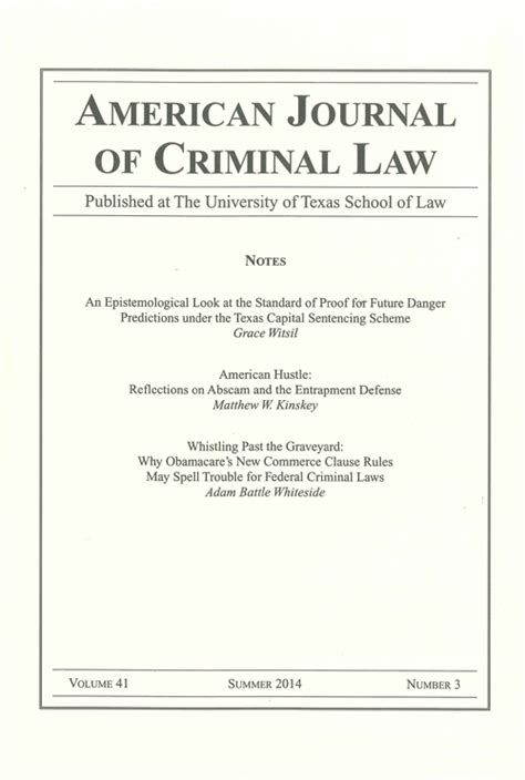 American Journal Of Criminal Law Publications Texas Law