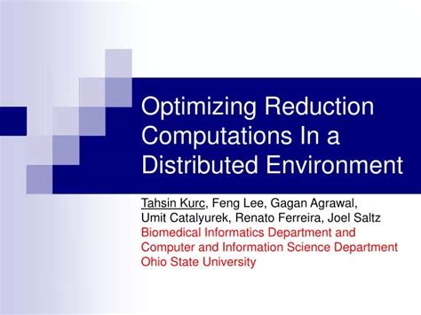 Ppt Optimizing Reduction Computations In A Distributed Environment Powerpoint Presentation