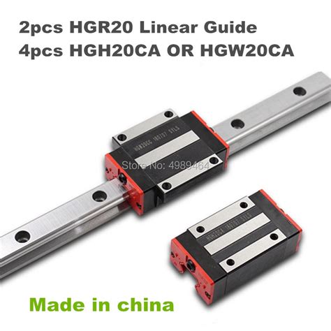 20mm 2pcs Linear Rail Hgr20 200mm To 600mm Cnc Parts And 4pcs Hgh20ca