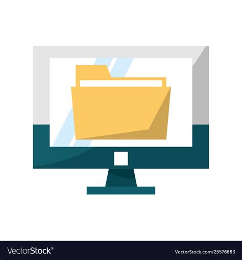 Folder On Computer Screen Symbol Royalty Free Vector Image