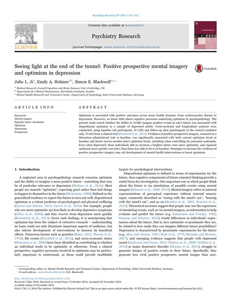 PDF Seeing Light At The End Of The Tunnel Positive Prospective