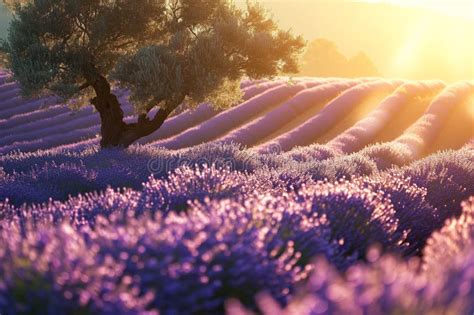 Ai Generated Illustration Of A Field Of Fragrant Lavender Flowers