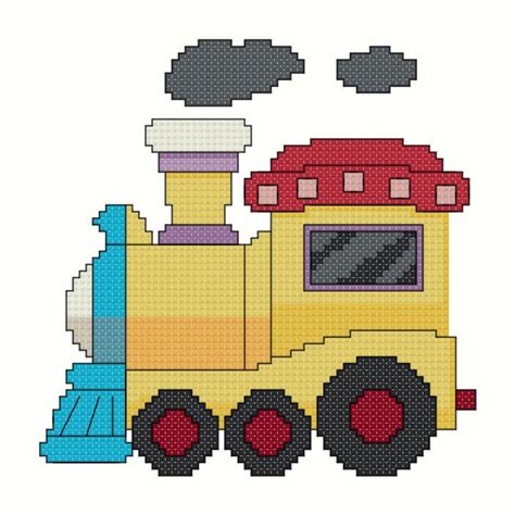Train Cross Stitch Pattern Digital File Hoop Art Embroidery Pattern Nursery Cross Stitch