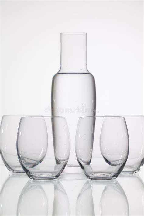 Glasses Of Water On The Glass Table Stock Image Image Of Drink Clean
