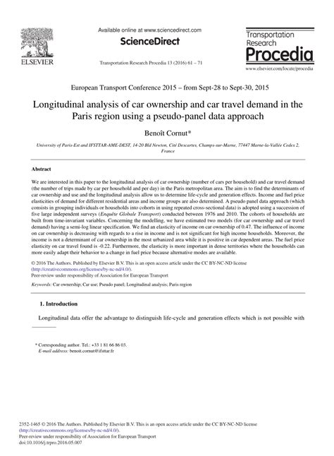 Pdf Longitudinal Analysis Of Car Ownership And Car Travel Demand In