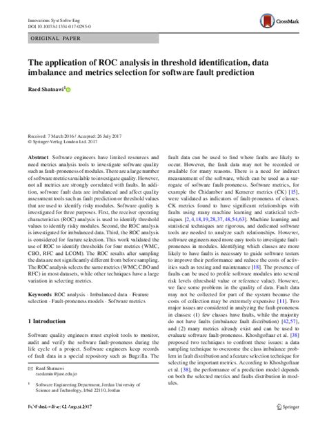 Pdf The Application Of Roc Analysis In Threshold Identification Data
