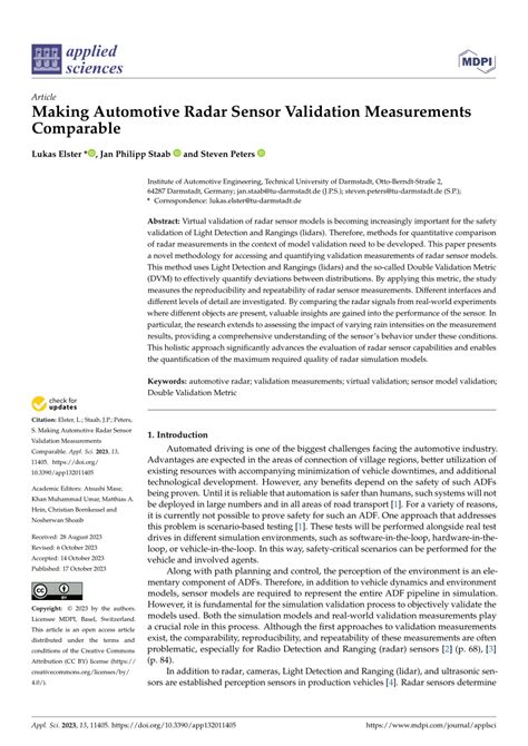 Pdf Making Automotive Radar Sensor Validation Measurements Comparable