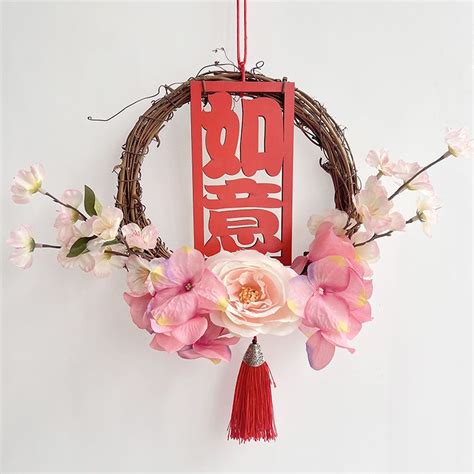龍年裝飾 春節佈置 花環 吊飾 春節吊飾 裝飾品 年貨 新年春节玄关装饰喜乐福字乔迁客厅入户布置墙壁装饰花环门上挂件 蝦皮購物