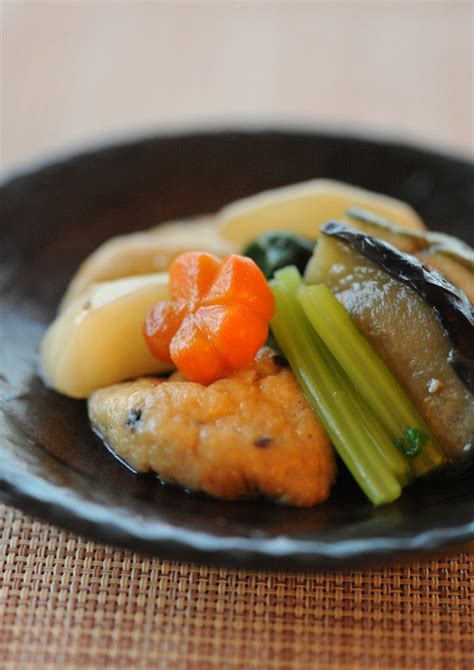 料亭風 季節野菜の煮物 薄くずあんかけ By ハナ吉 管理栄養士監修のレシピ検索・献立作成：おいしい健康 シニア