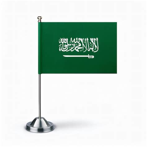 Saudi Arabia Flag Flying On Stand Isolated On White Background