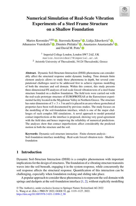 pdf numerical simulation of real scale vibration experiments of a
