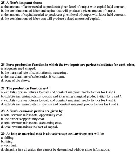 Solved 25 A Firms Isoquant Shows A The Amount Of Labor