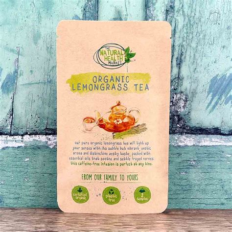 Organic Lemongrass Tea Bags Fresh Zesty Caffeine Free The Natural