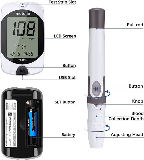 Metene TD 4116 Blood Glucose Monitor Kit 100 Glucometer Strips 100