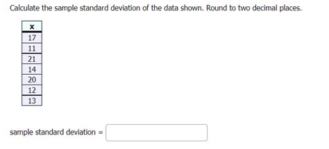 solved calculate the sample standard deviation of the data