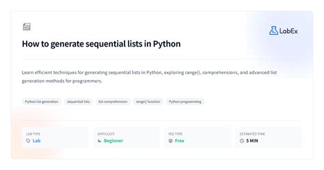 How To Generate Sequential Lists In Python Labex