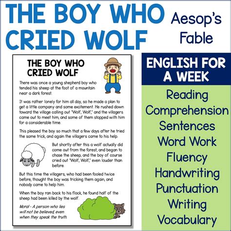 The Boy Who Cried Wolf Aesop S Fables Literacy Activities Etsy UK