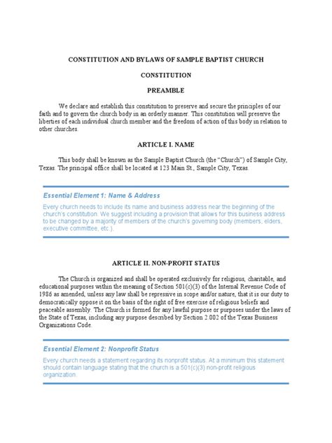 Church Constitution And Bylaws Download Free Pdf Baptism Deacon