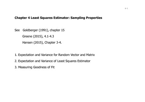 Note 4 Least Squares Estimator Sampling Propertiesclass Chapter 4