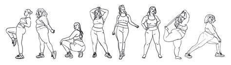A Set Of Contours Of A Full Female Figure In A Tracksuit Is Engaged