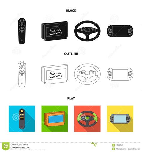 Game Console And Joystick Blackflatoutline Icons In Set Collection For Designgame Gadgets