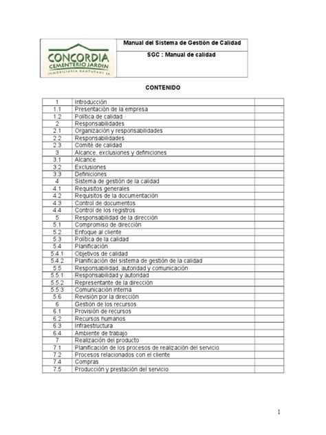 Manual Del Sistema De Gestión De Calidad Pdf Sistema De Manejo De