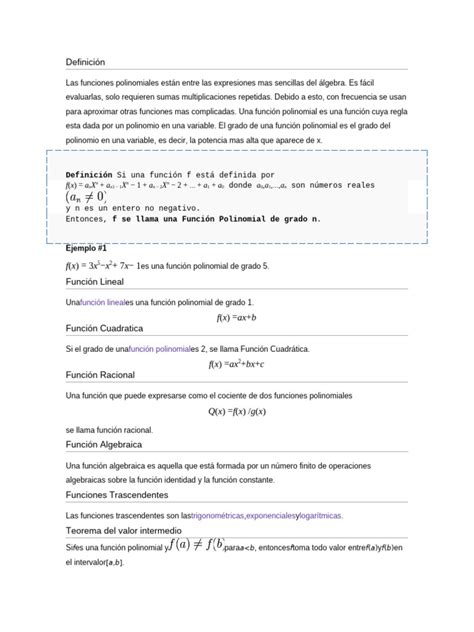 Doc Funcion Polinomial Pdf Función Matemáticas Ecuaciones