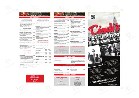 Menu At Cindis Ny Deli And Restaurant Dallas Forest Ln