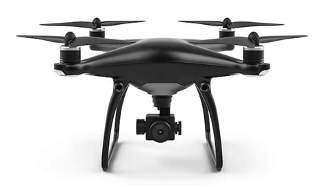 Modern Black Drone With Camera Isolated On White Background Premium