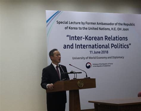 오준 전 Un대사의 통일 강연회 개최 대사관은 정책공공외교 사업의 일환으로 오준 전 Un대사를 초청하여 611월 세계경제
