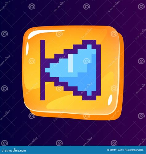 Backward Rewind Glossy Ui Button With Pixelated Color Icon Stock Vector