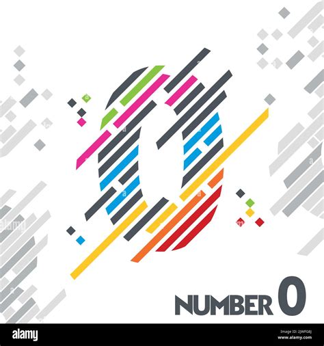 Number 0 Zero With Unique Designs Of Color Stripes Stock Vector Image