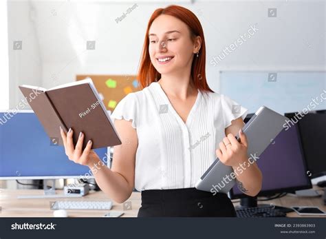 Female Teacher Book Laptop Babe Computer Stock Photo Shutterstock