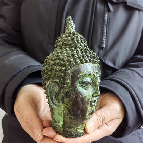 Vintage Meditating Buddha Head Bust Small Zen Meditation Copper Casting