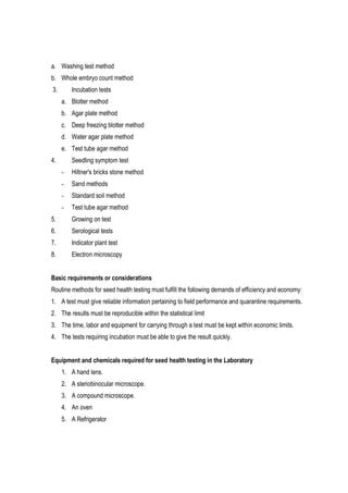 Seed Health Testing PDF Infectious Diseases Diseases And Conditions