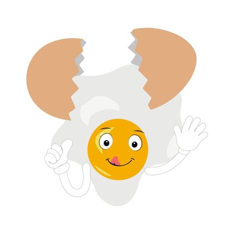 Œuf Frit Avec Un Joli Visage Allongé Illustration De Dessin Animé œuf