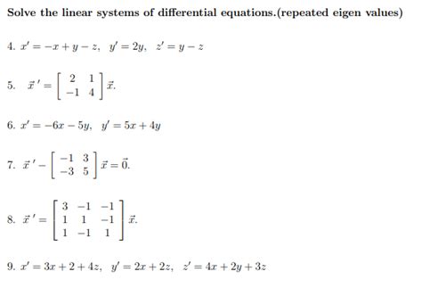 solved solve the linear systems of differential