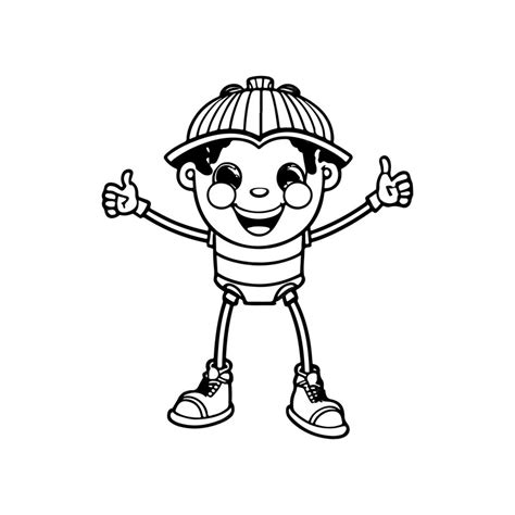 만화 소년의 색칠 페이지 윤 ⁇ 어린이를 위한 색칠 책 프리미엄 벡터