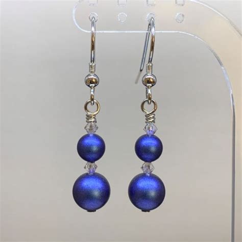 Swarovski Crystal Pearl Earrings Blissful Blue Earrings Love Your Rocks