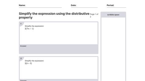 Simplify The Expression Using The Distributive Property Worksheets Pdf
