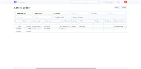 Project Wont Reflect General Ledger If Linked Via Purchase Invoice