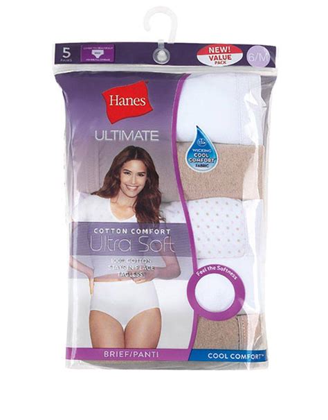 Hanes Womens Ultimate Comfort Cotton Brief Panties 5 Pack 40hucc